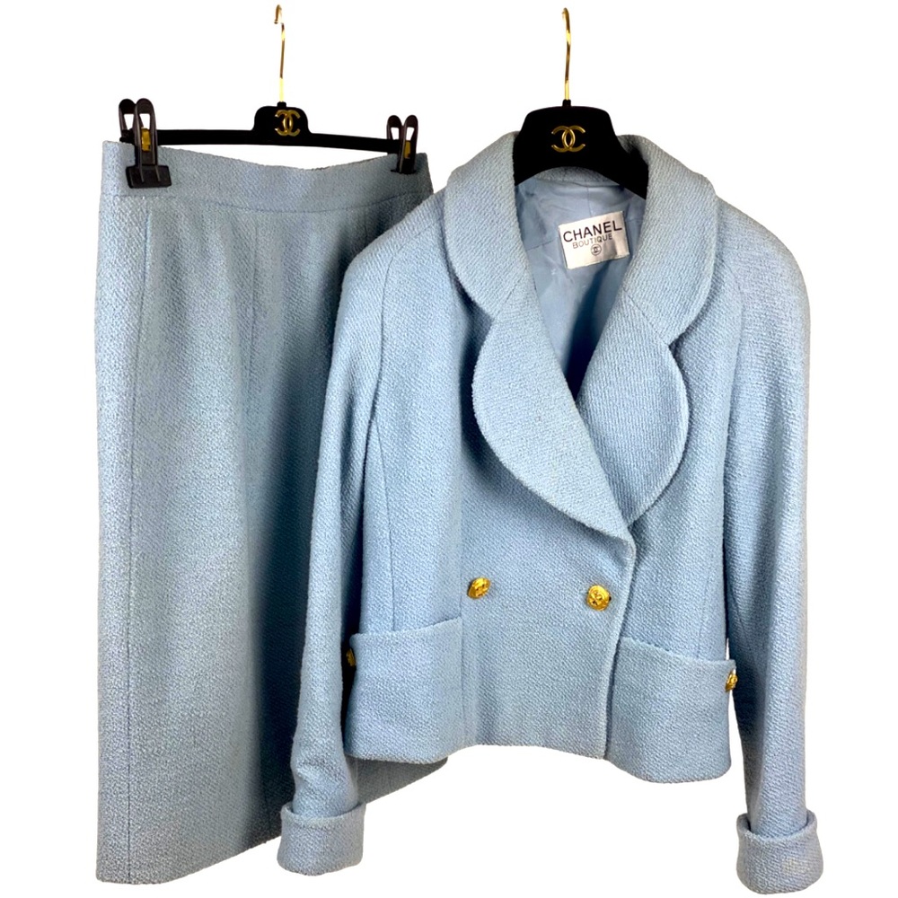 Chanel Baby Blue Boucle Suit Set - Gem